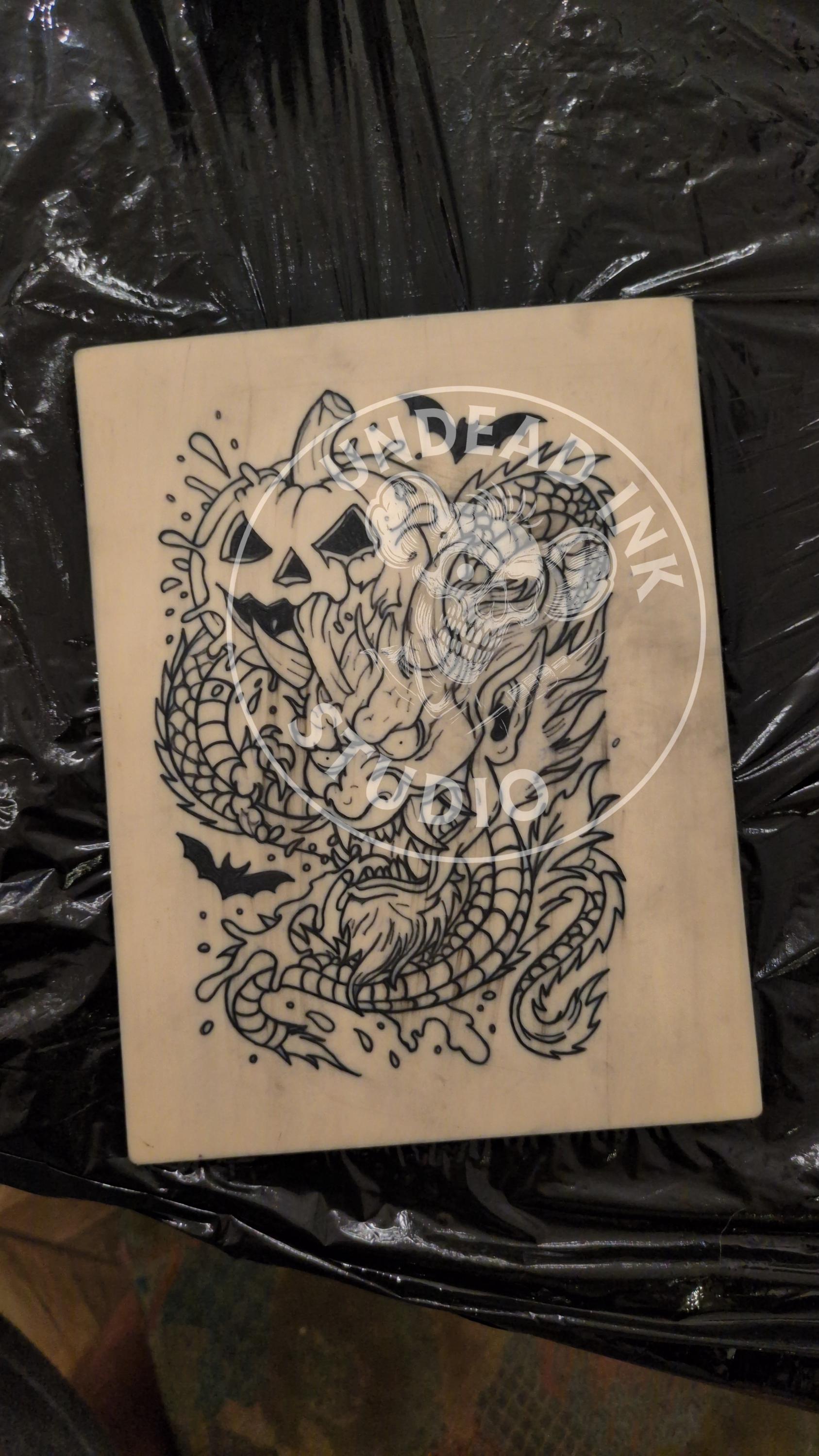 Halloween Demon Tattoo Flash Sheet – Oni Mask With Pumpkin – Printable ...