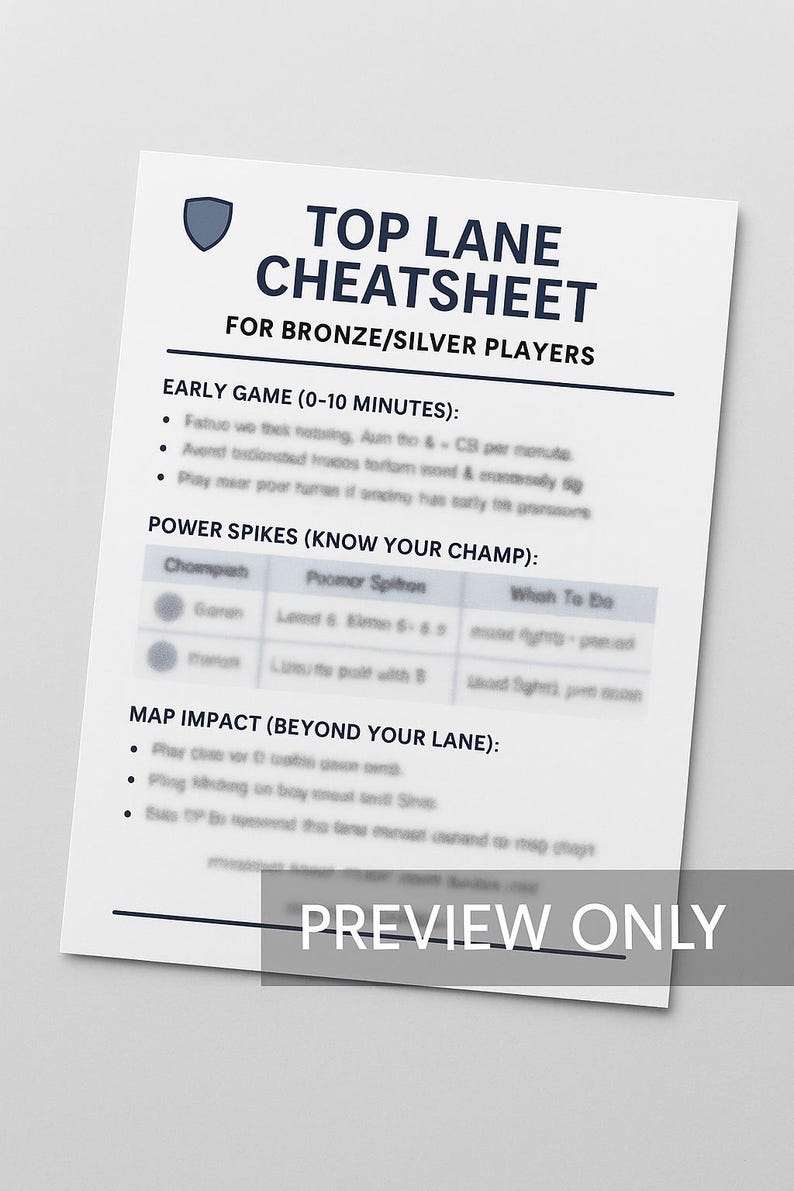 Top Lane Cheatsheet for Bronze & Silver | League of Legends Guide | Lol ...