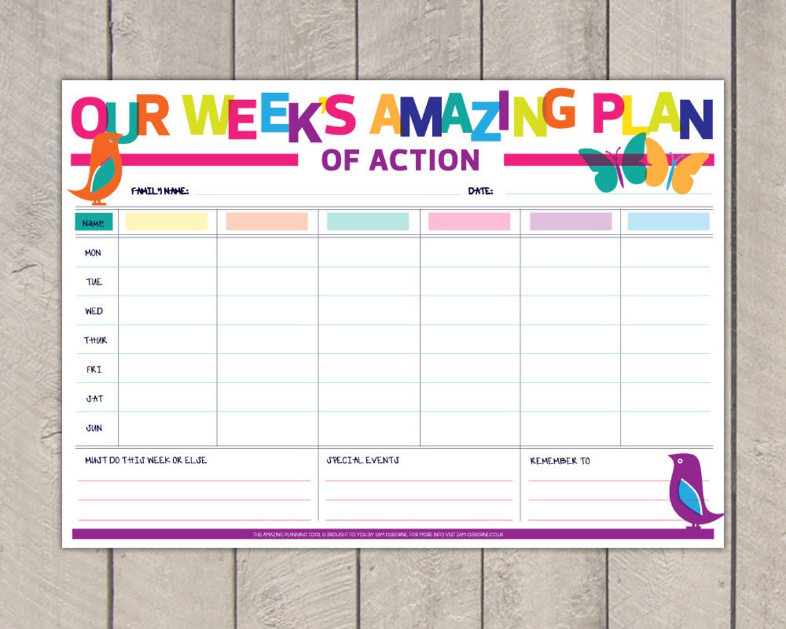 Printable Family Planner DIY Organiser Rainbow Nature Illustrations - Etsy