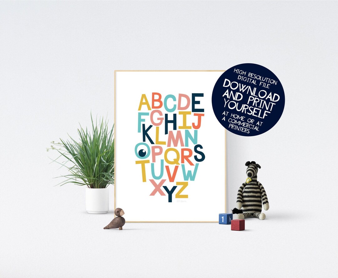 Nursery Wall Art, Printable Alphabet, Educational Poster, Alphabet Set ...