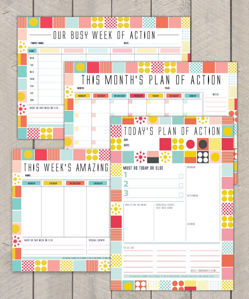 Printable Day Planner Daily Organiser Family Calendar - Etsy