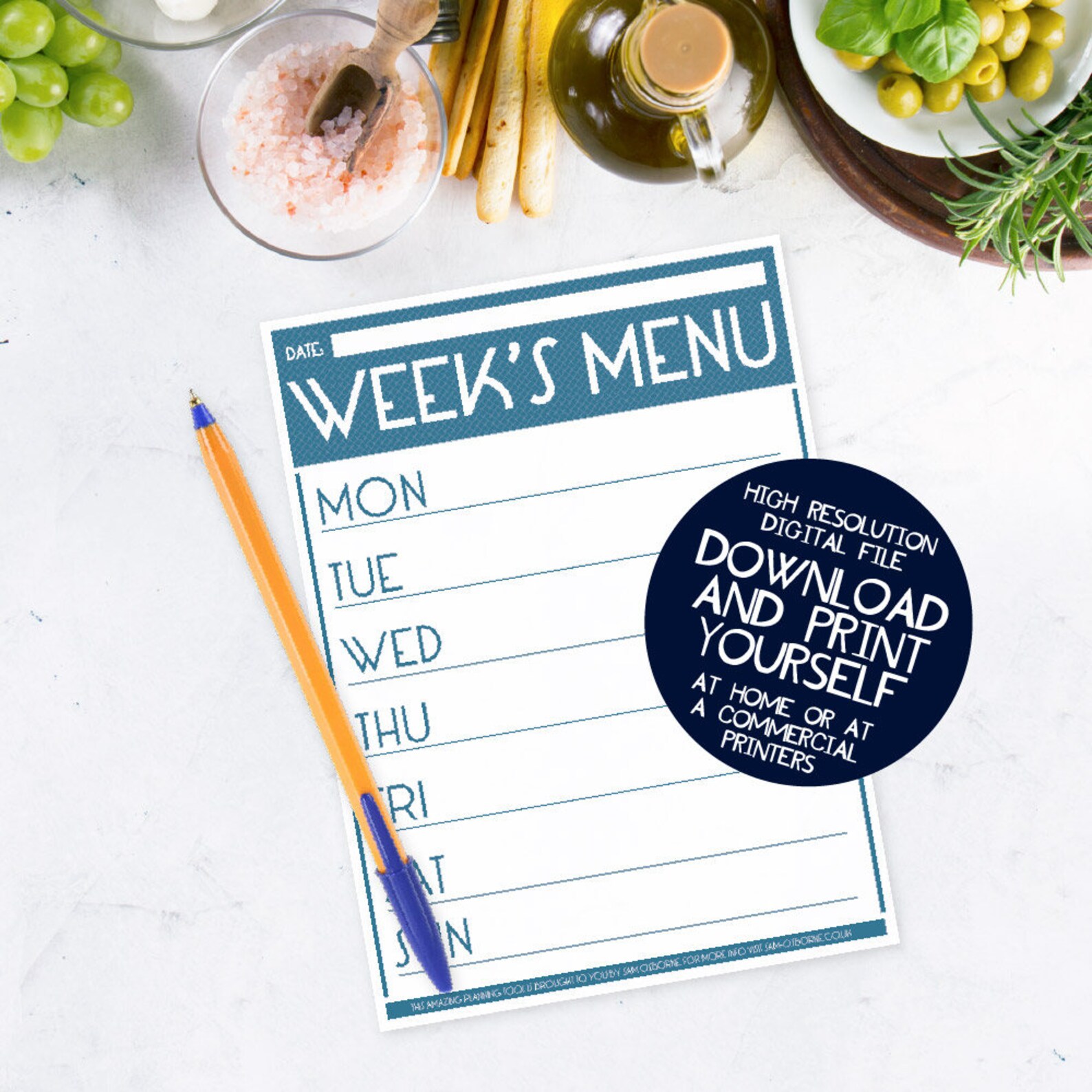 Printable Menu Planner Weekly Food Family Organizer Chart - Etsy
