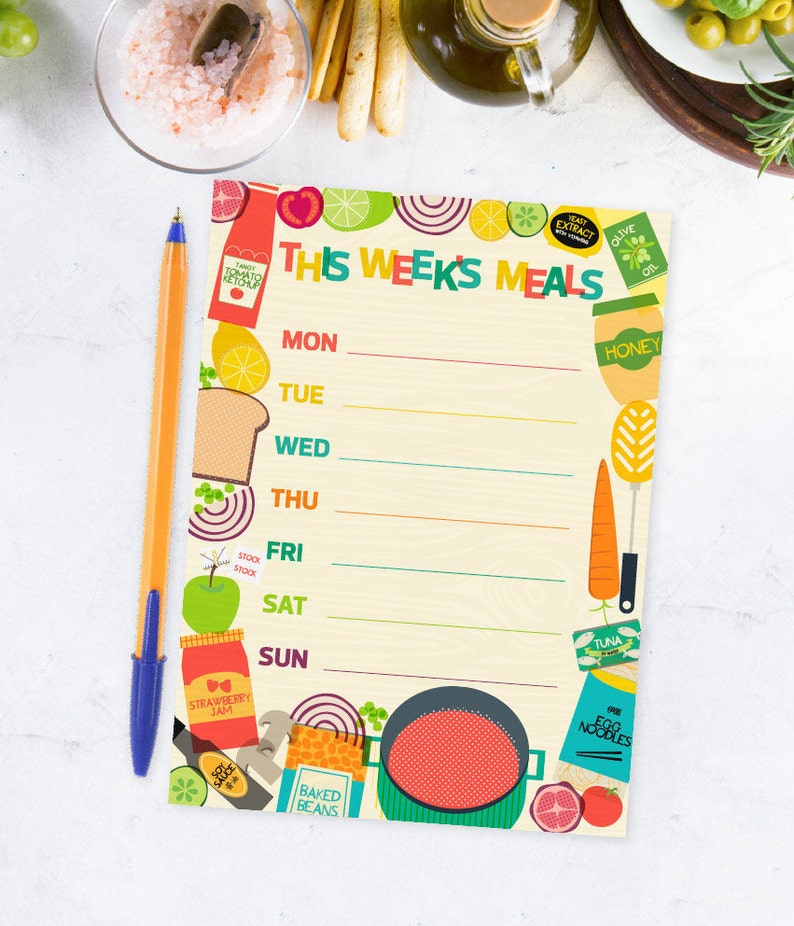 Printable Menu Weekly Food Planner Food Cooking Illustrations - Etsy