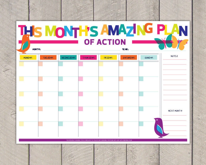 Monthly Planner Printable To Do List DIY Organiser Rainbow | Etsy