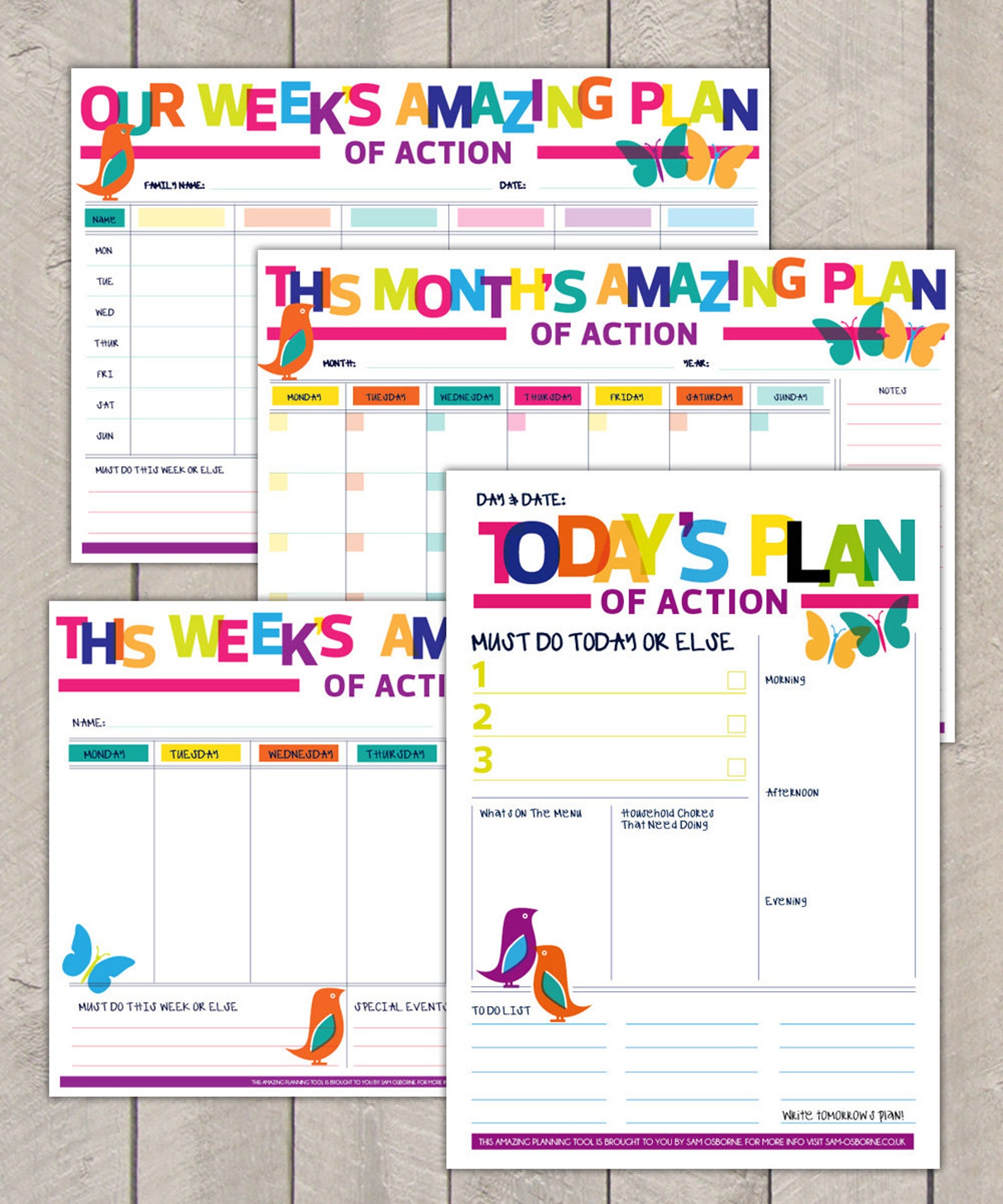 Printable Family Planner DIY Organiser Rainbow Nature Illustrations - Etsy