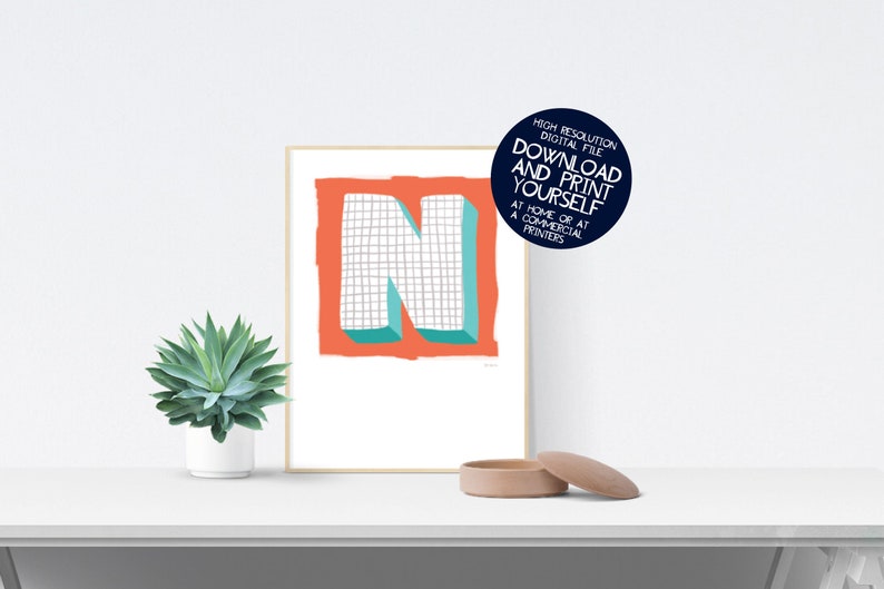 Printable Letter Letter N Print Monogram Print Fancy - Etsy