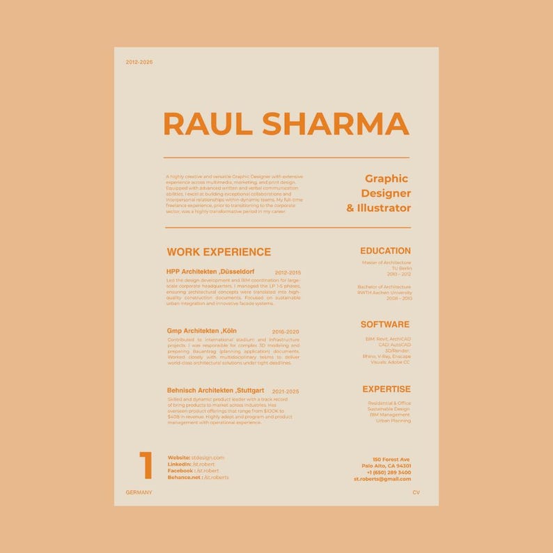 Minimalist Resume Template for Canva, Clean Professional CV Design ...