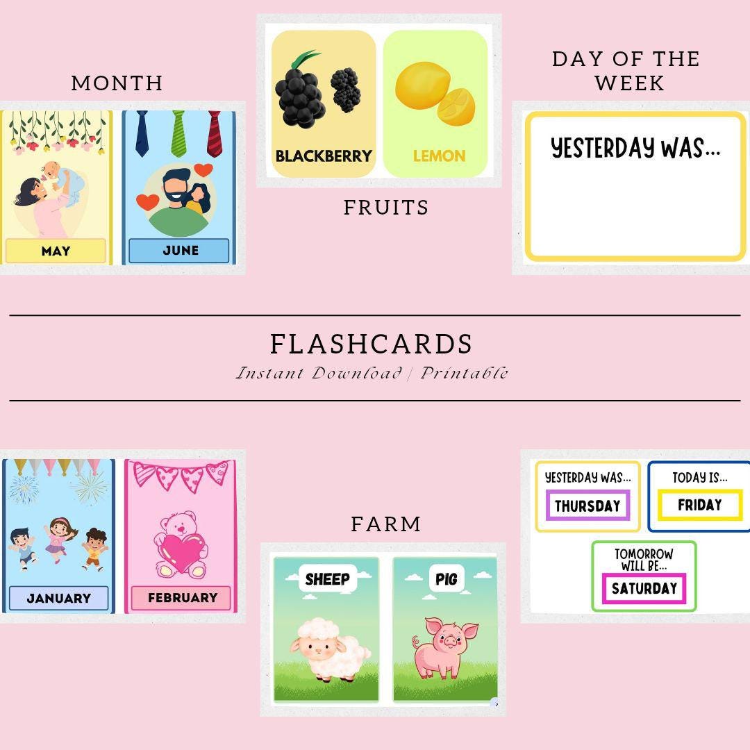 Printable Kids Flashcards | Multi-themed Learning Cards for Toddlers ...