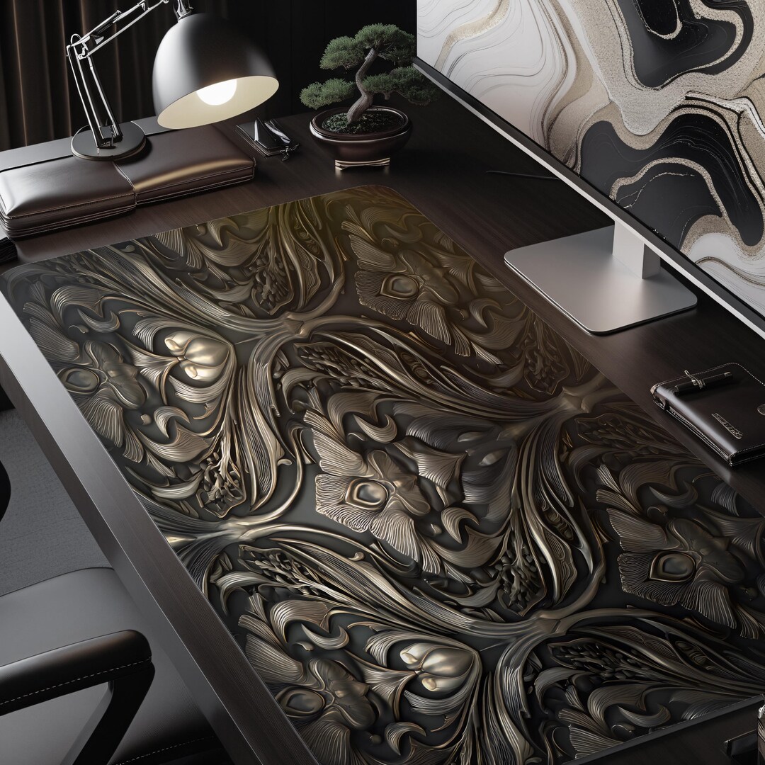 Gothic Art Nouveau Desk Mat: Metallic Floral Mouse Pad - Etsy