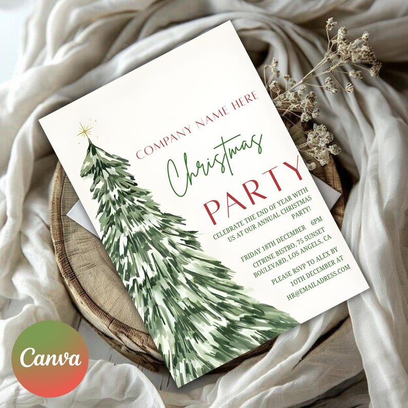 Editable Corporate Christmas Party Invitation, Staff Holiday Invite ...