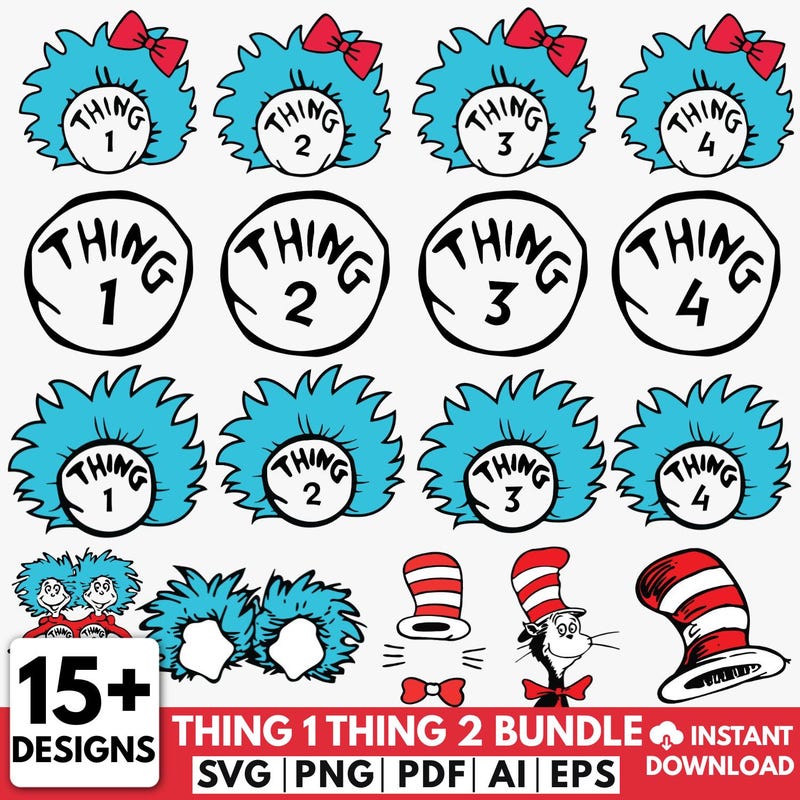 Thing 1 With No Hair Download - Etsy