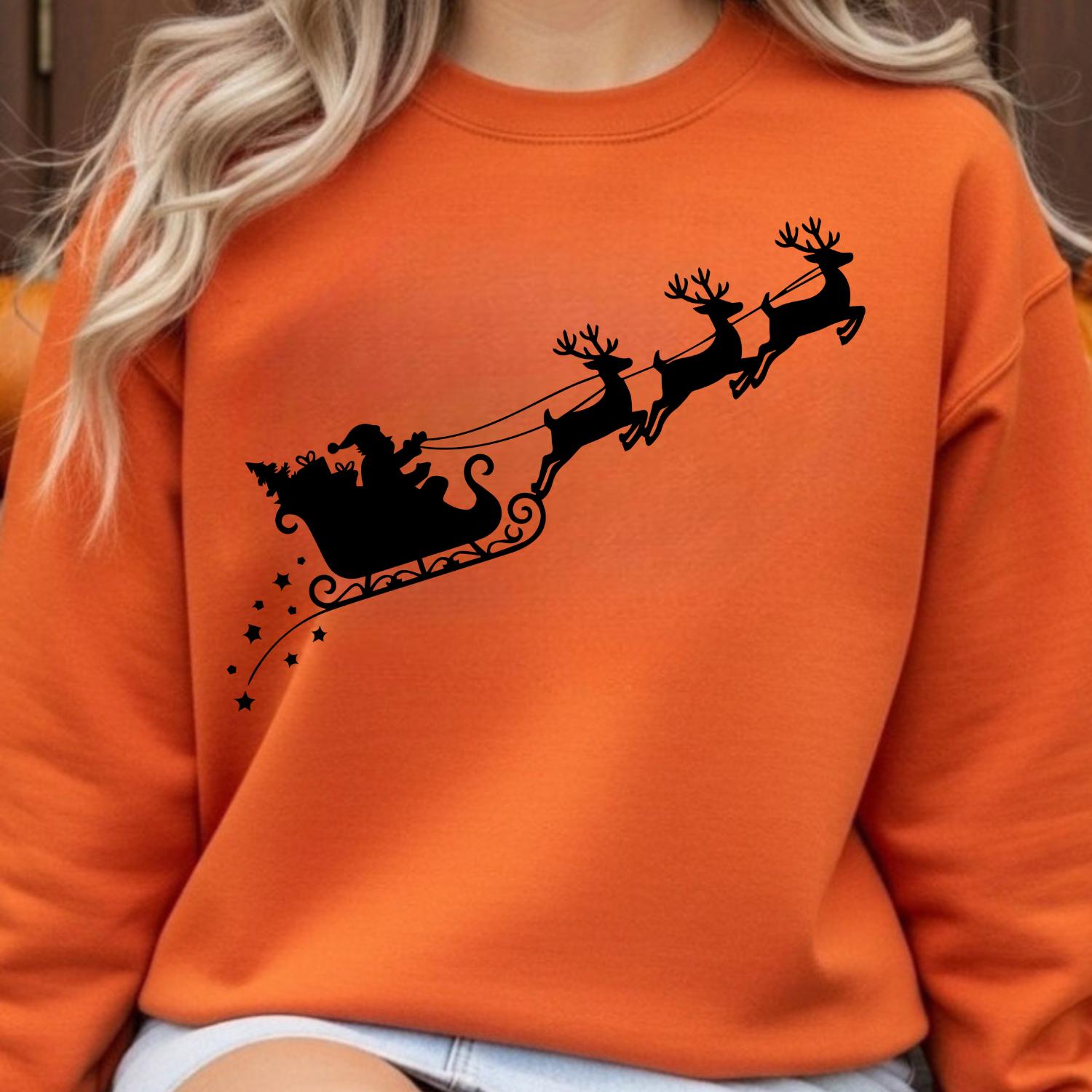 Flying Santa Sleigh SVG Bundle, Reindeer Clipart, Christmas Cut Files ...