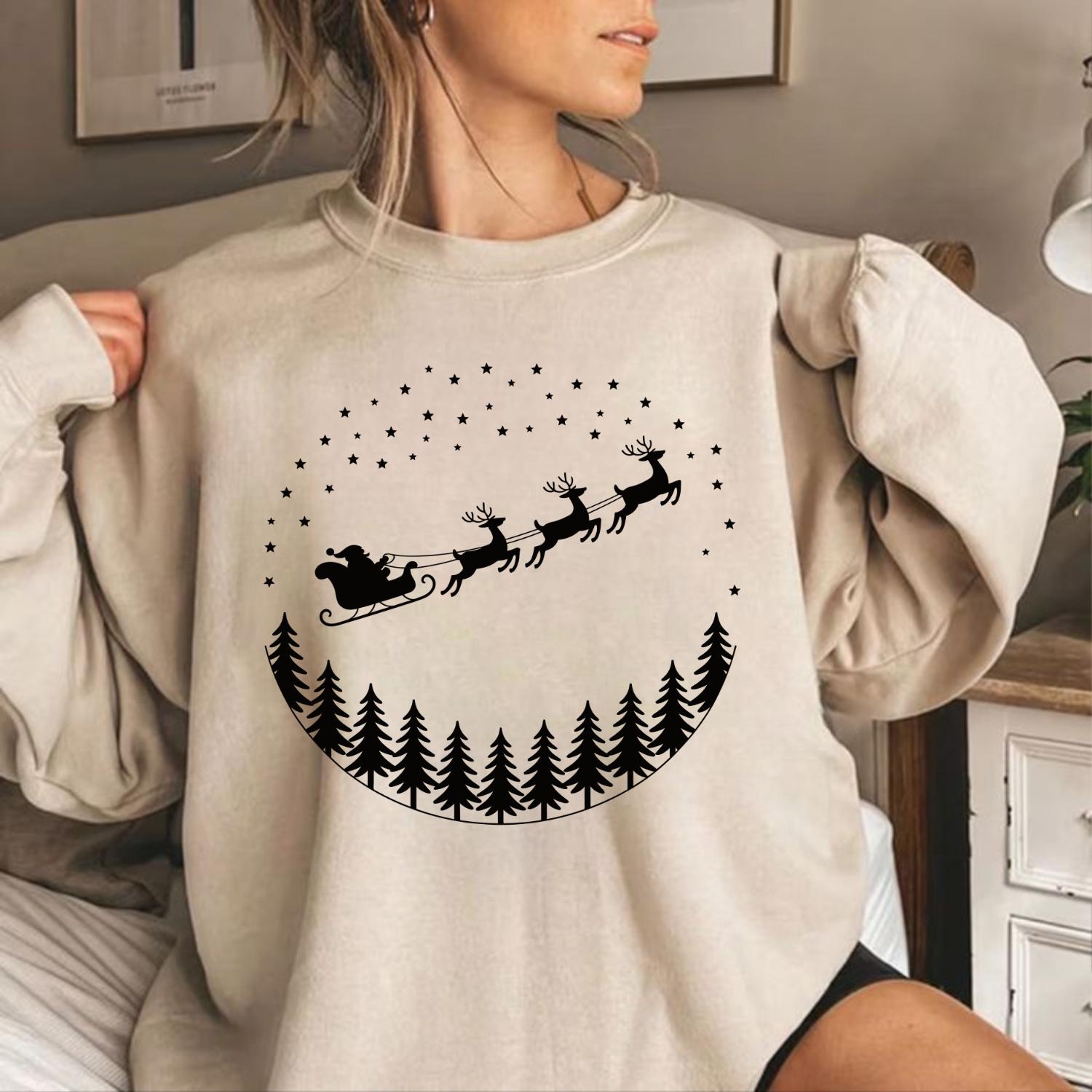 Flying Santa Sleigh SVG Bundle, Reindeer Clipart, Christmas Cut Files ...
