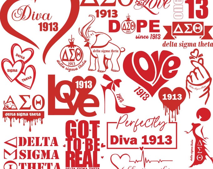 Delta Sigma Theta SVG Bundle: DST 1913, Elephant Clipart (digital ...