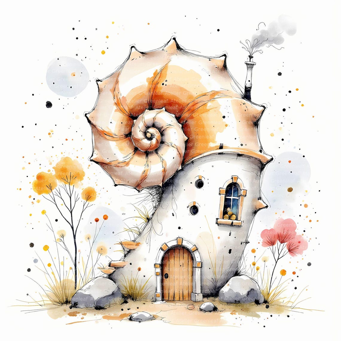 11 Spiral Conch Dwellings Clipart | Whimsical Shell Fantasy Art ...