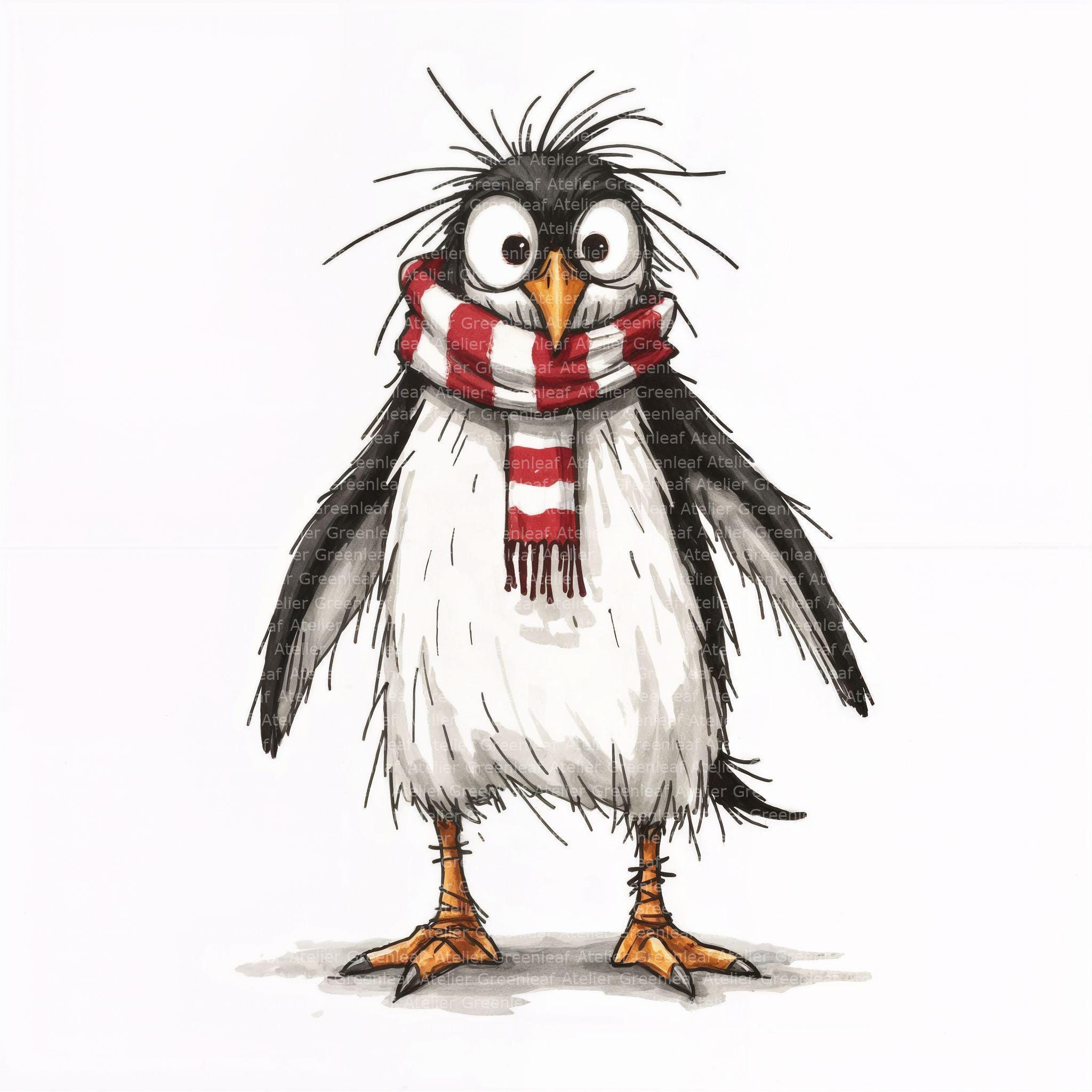 15 Scruffy Birds | Funny Skinny Bird Clipart | Watercolor Illustration ...