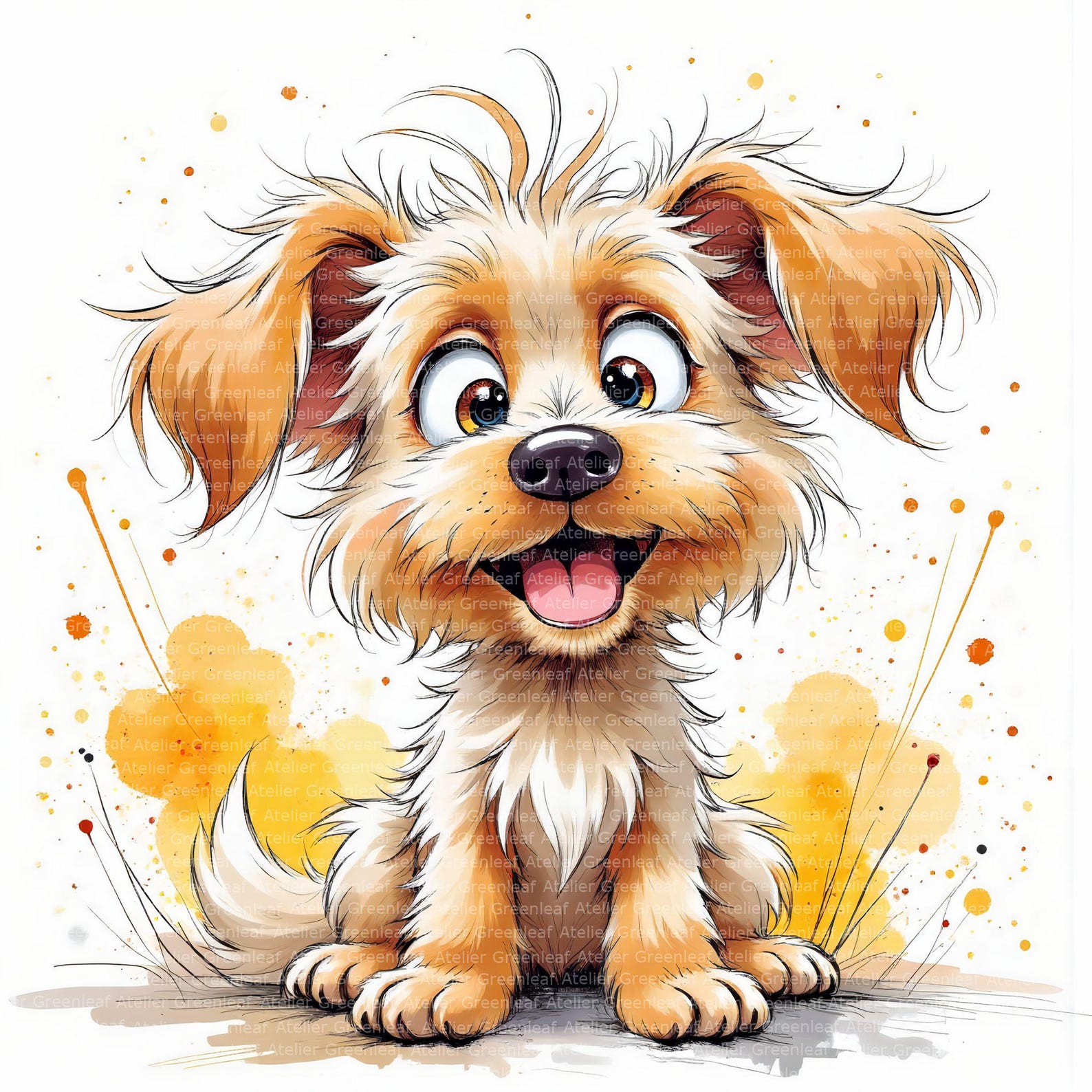 15 Scruffy Doodle Dogs | Whimsical Cartoon Puppy Clipart | Watercolor ...