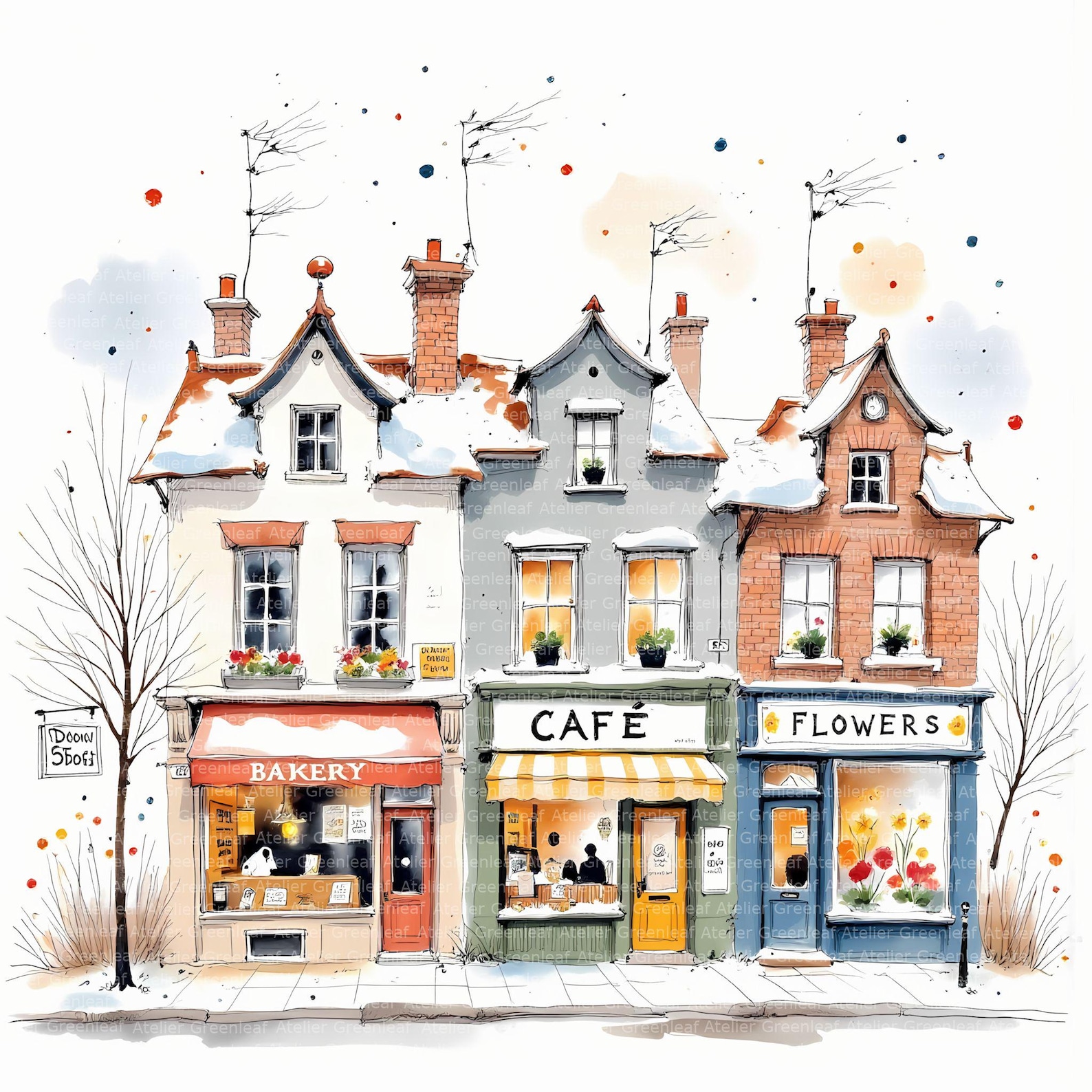 14 Doodle Main Street Shops Clipart | Whimsical Storefront Art ...