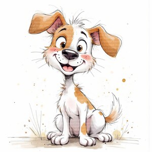 15 Scruffy Doodle Dogs | Whimsical Cartoon Puppy Clipart | Watercolor ...