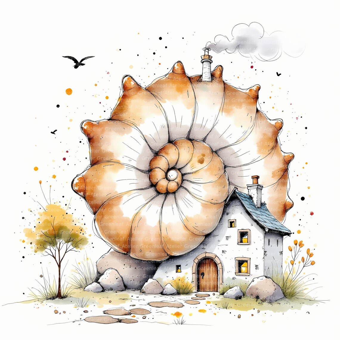 11 Spiral Conch Dwellings Clipart | Whimsical Shell Fantasy Art ...