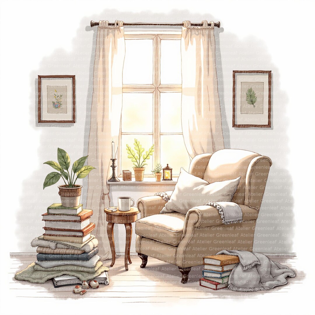 13 Cozy Interior Vignettes | Home Decor Clipart | Cozy Room | Digital ...