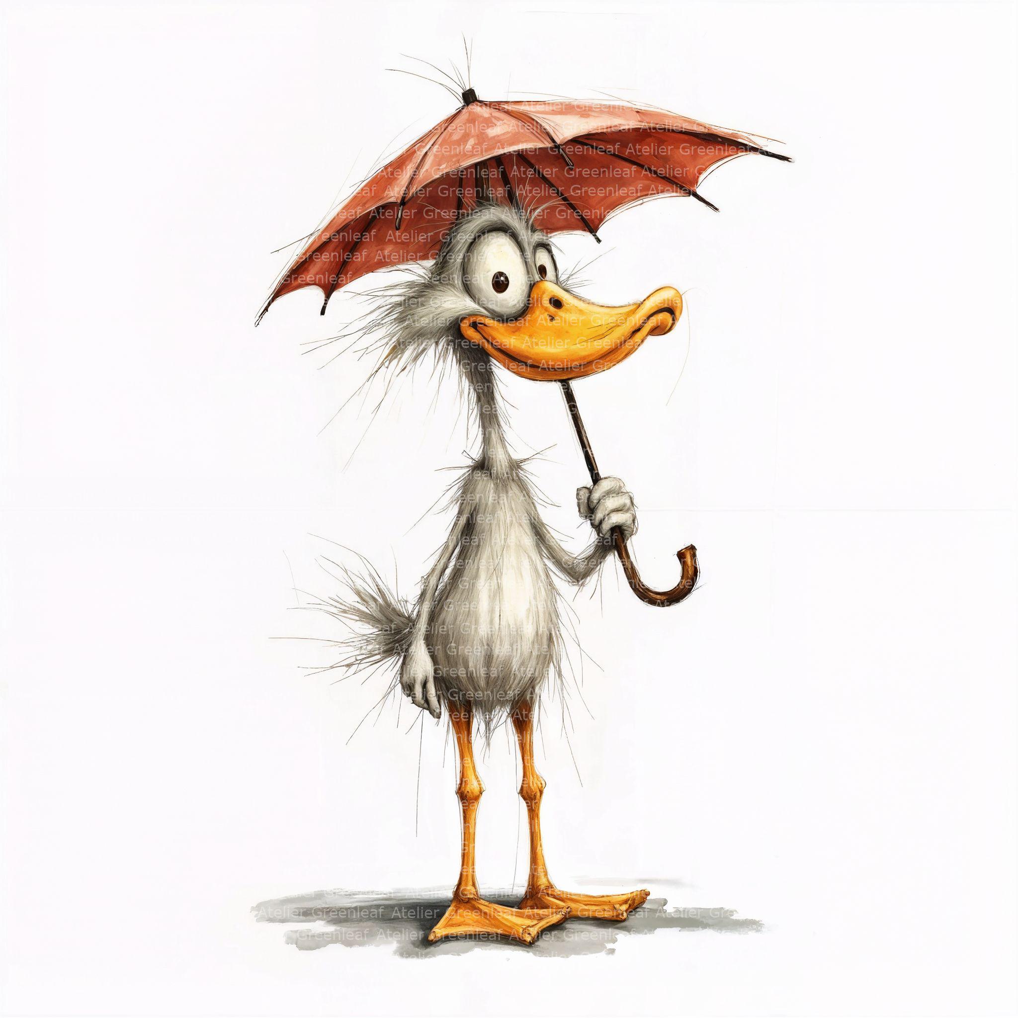 15 Scruffy Birds | Funny Skinny Bird Clipart | Watercolor Illustration ...
