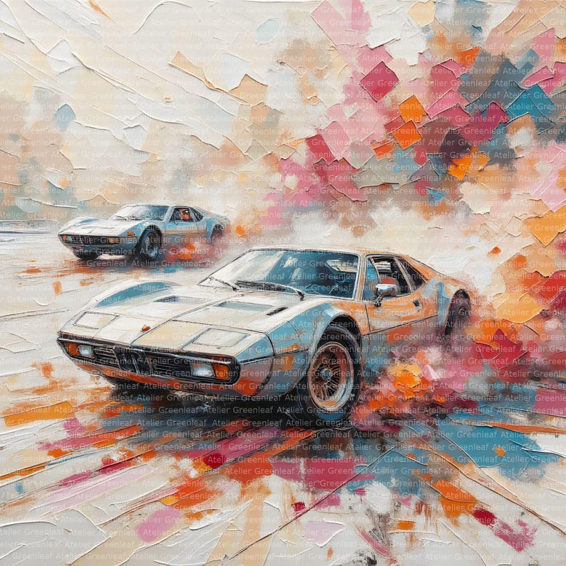 20 Classic Retro Car Poster | Palette Knife Speed Art | Vintage Muscle ...