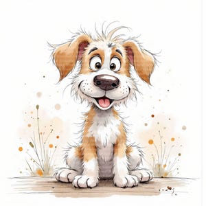 15 Scruffy Doodle Dogs | Whimsical Cartoon Puppy Clipart | Watercolor ...