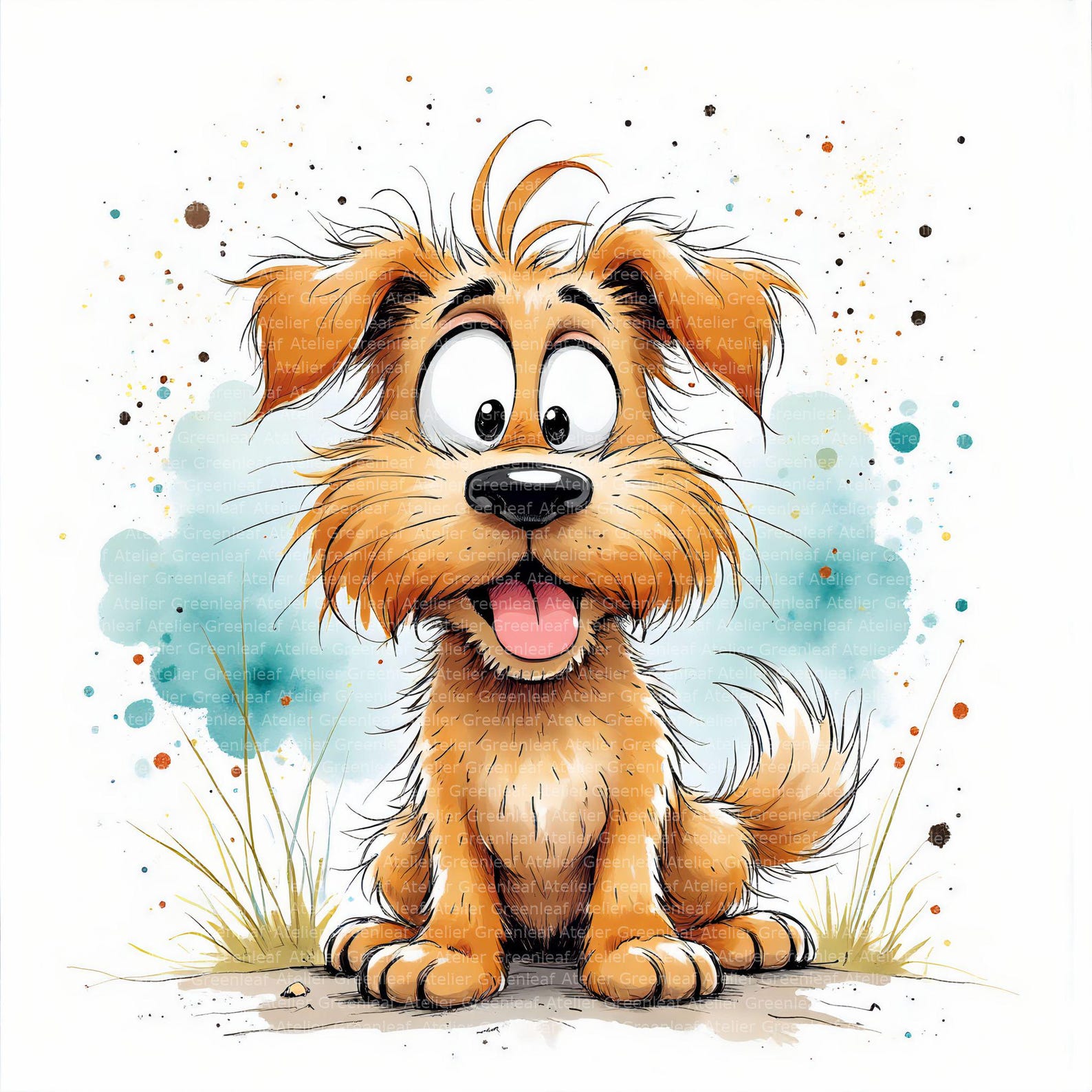 15 Scruffy Doodle Dogs | Whimsical Cartoon Puppy Clipart | Watercolor ...