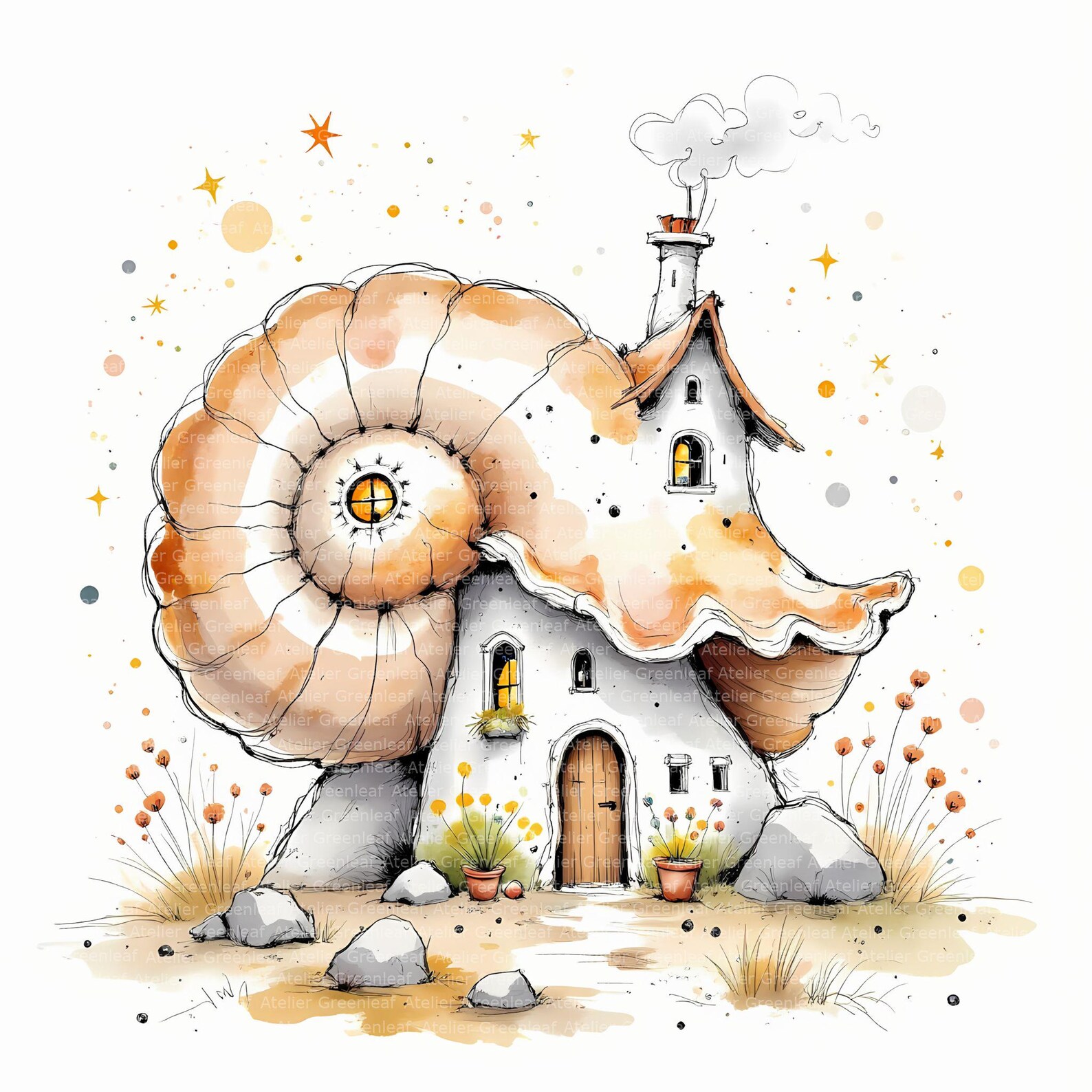 11 Spiral Conch Dwellings Clipart | Whimsical Shell Fantasy Art ...