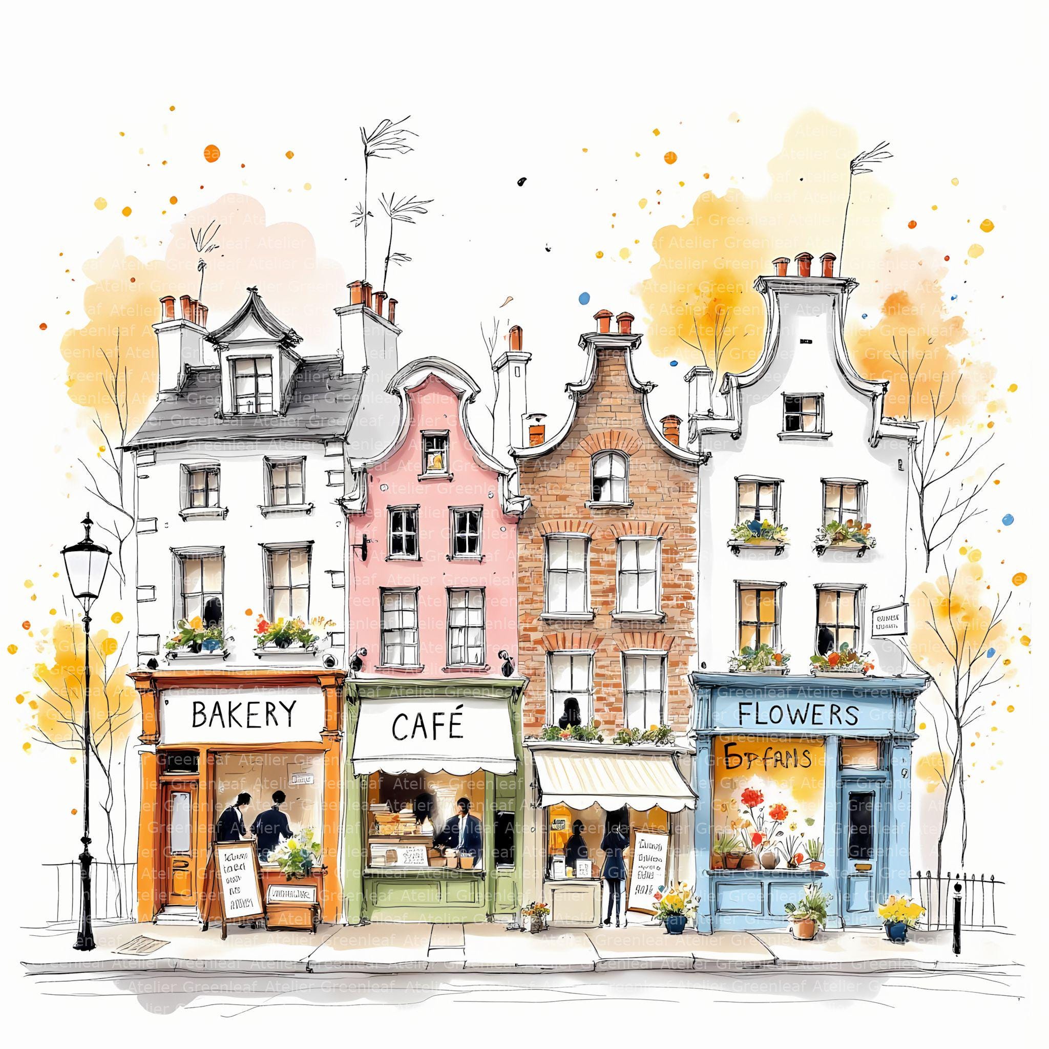 14 Doodle Main Street Shops Clipart | Whimsical Storefront Art ...