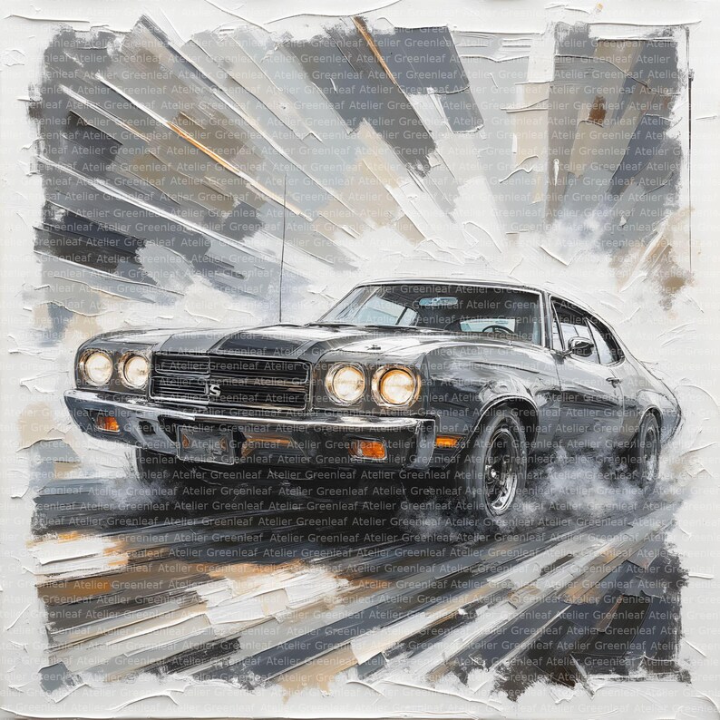 20 Classic Retro Car Poster | Palette Knife Speed Art | Vintage Muscle ...