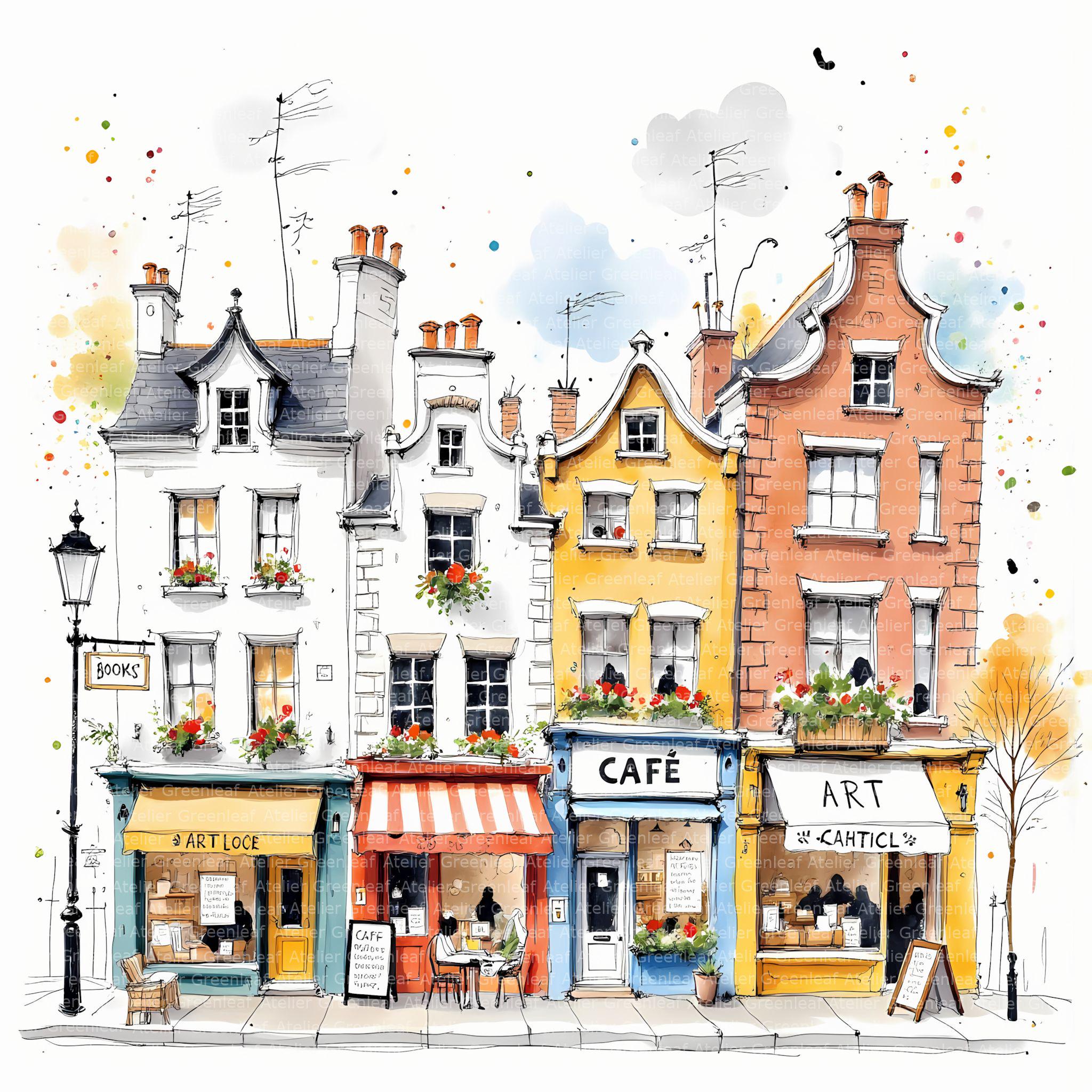 14 Doodle Main Street Shops Clipart | Whimsical Storefront Art ...