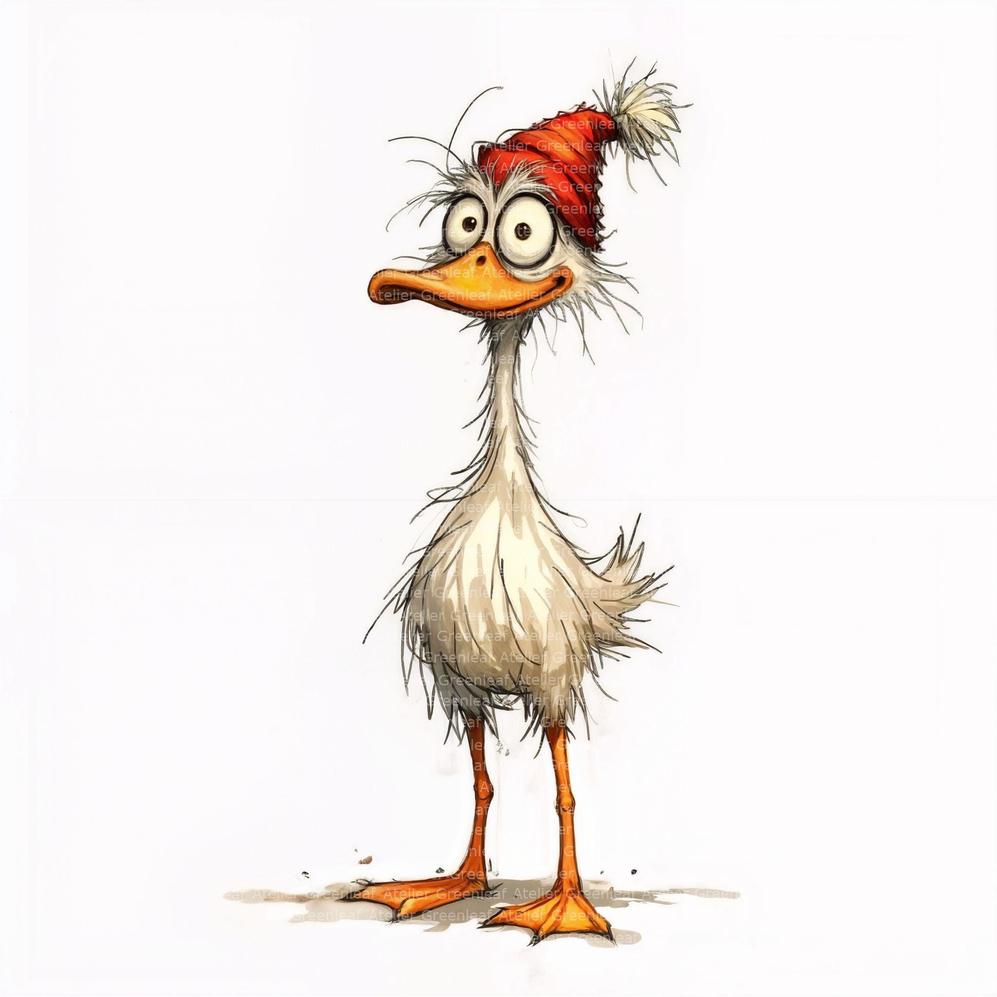 15 Scruffy Birds | Funny Skinny Bird Clipart | Watercolor Illustration ...