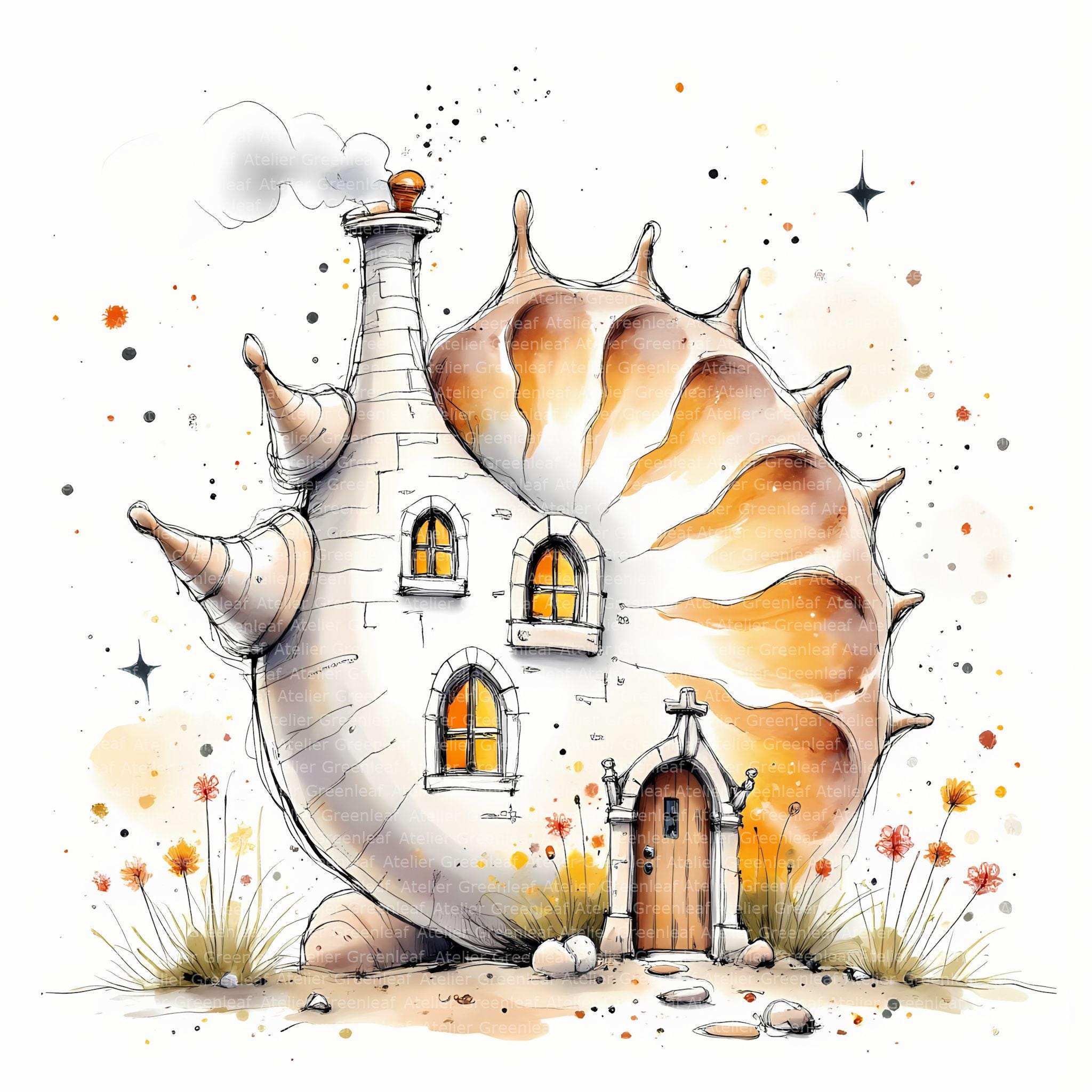 11 Spiral Conch Dwellings Clipart | Whimsical Shell Fantasy Art ...