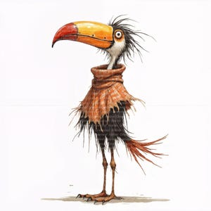 15 Scruffy Birds | Funny Skinny Bird Clipart | Watercolor Illustration ...