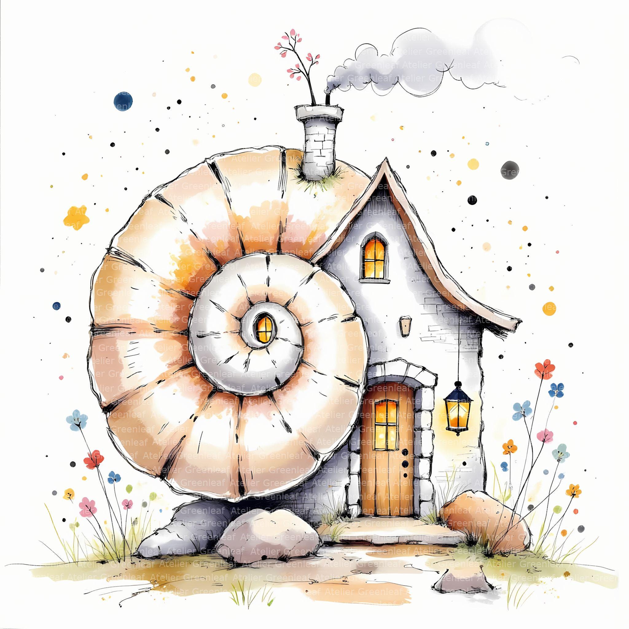 11 Spiral Conch Dwellings Clipart | Whimsical Shell Fantasy Art ...