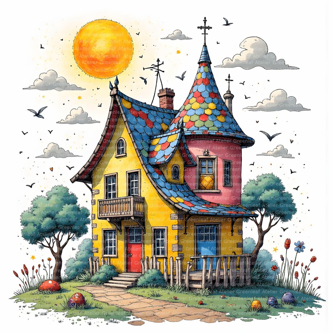 33 Whimsical House Art | Fantasy Building Illustration | Colorful ...