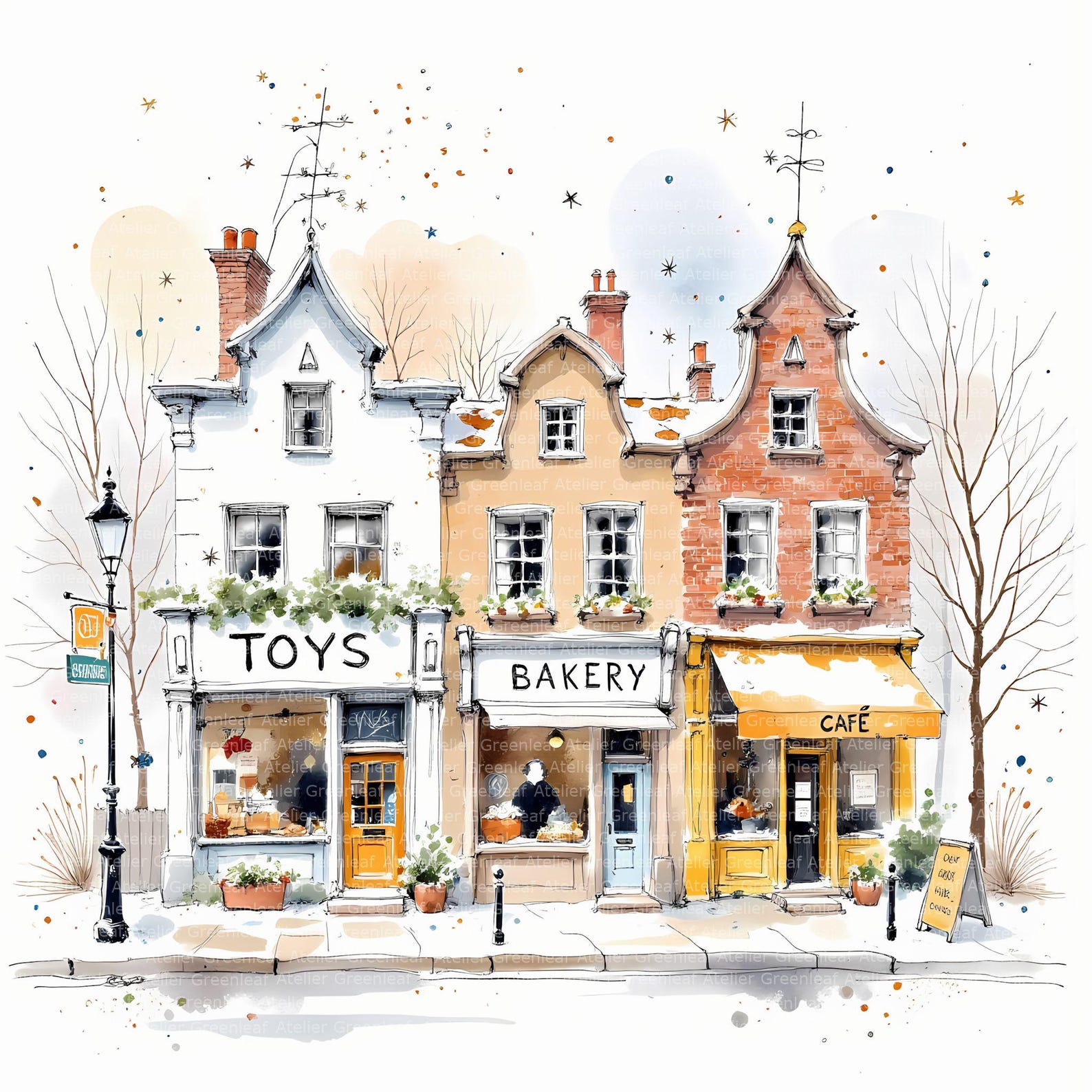 14 Doodle Main Street Shops Clipart | Whimsical Storefront Art ...