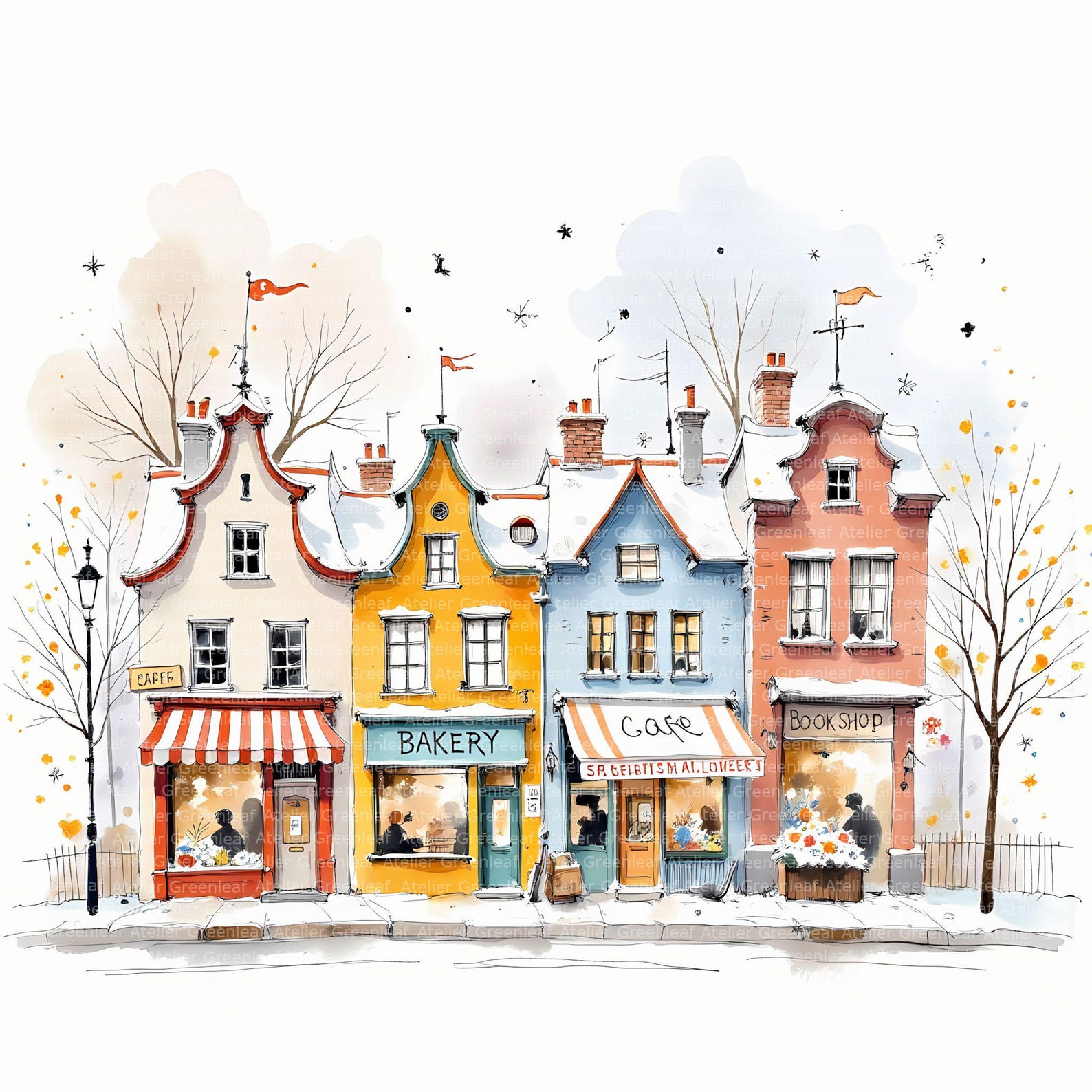 14 Doodle Main Street Shops Clipart | Whimsical Storefront Art ...