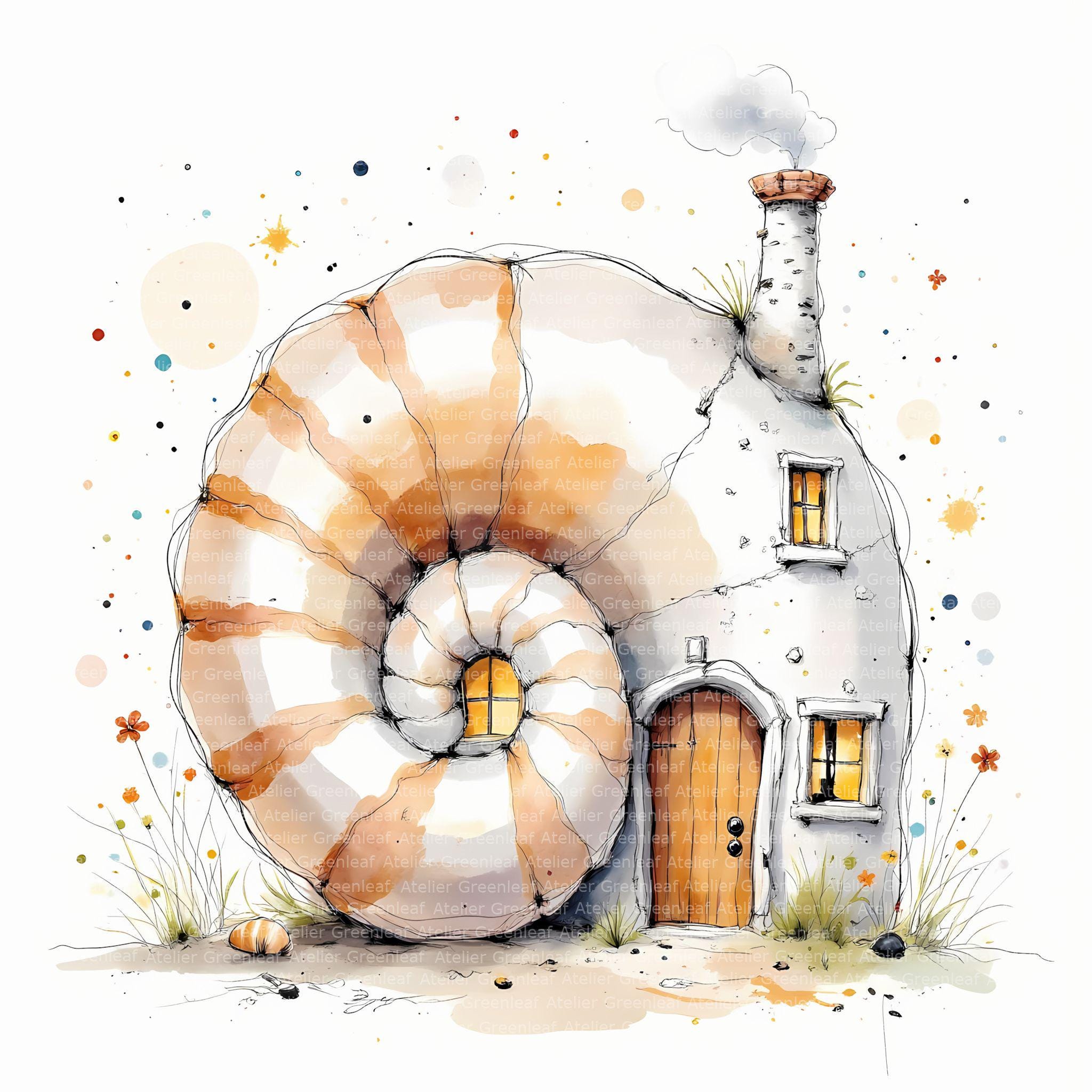 11 Spiral Conch Dwellings Clipart | Whimsical Shell Fantasy Art ...