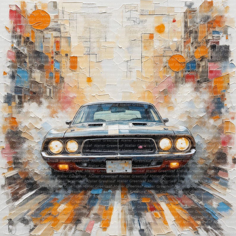 20 Classic Retro Car Poster | Palette Knife Speed Art | Vintage Muscle ...