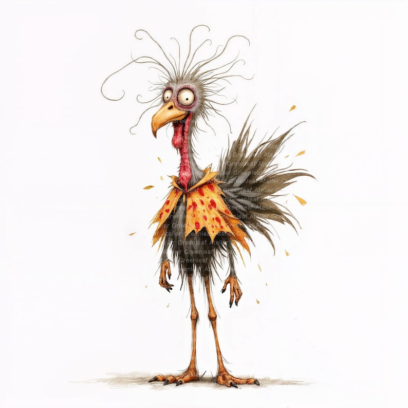15 Scruffy Birds | Funny Skinny Bird Clipart | Watercolor Illustration ...