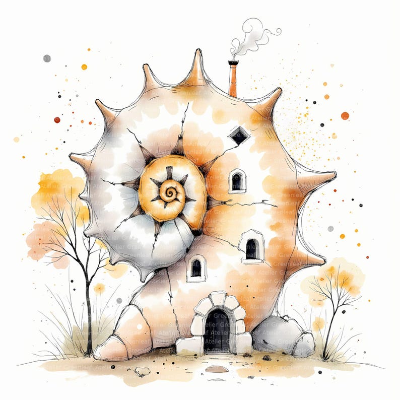 11 Spiral Conch Dwellings Clipart | Whimsical Shell Fantasy Art ...