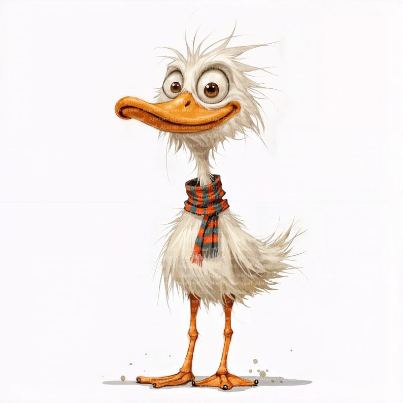 15 Scruffy Birds | Funny Skinny Bird Clipart | Watercolor Illustration ...