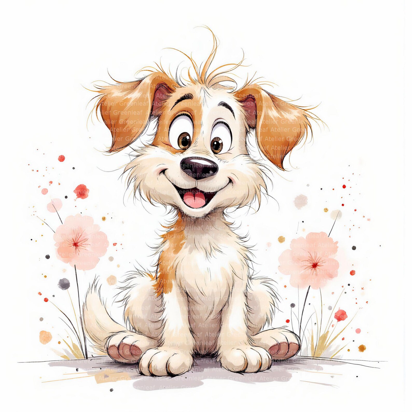 15 Scruffy Doodle Dogs | Whimsical Cartoon Puppy Clipart | Watercolor ...