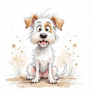 15 Scruffy Doodle Dogs | Whimsical Cartoon Puppy Clipart | Watercolor ...