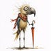 15 Scruffy Birds | Funny Skinny Bird Clipart | Watercolor Illustration ...