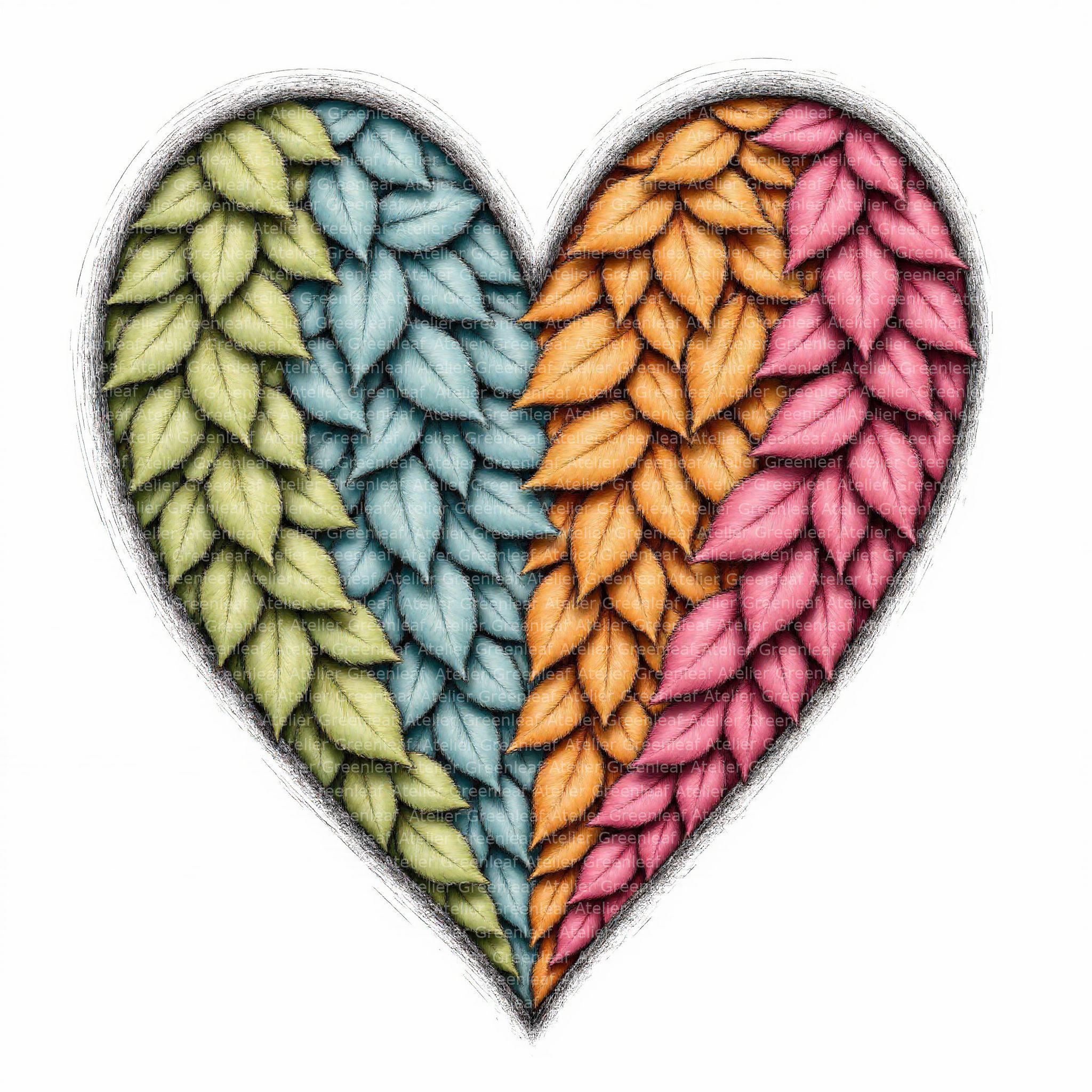 18 Sketch Hearts | Colorful Modern 3D Heart Art | Digital Download - Etsy