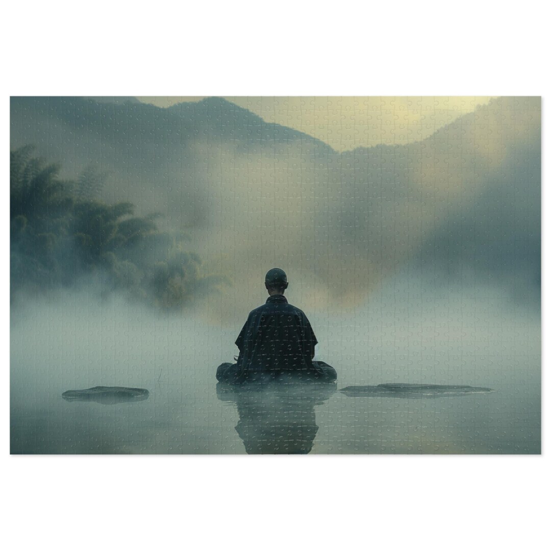 Zen in the Mist, 1000 Piece Jigsaw Puzzle of a Meditating Monk in ...